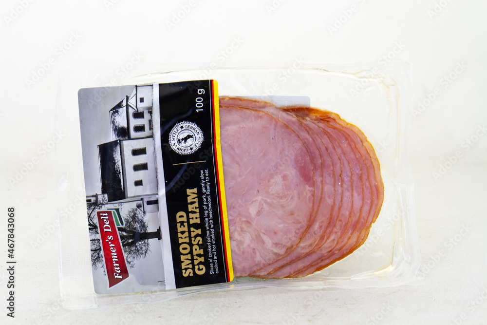 Johannesburg, South Africa - a packet of Farmer's Deli smoked gypsy ham ...