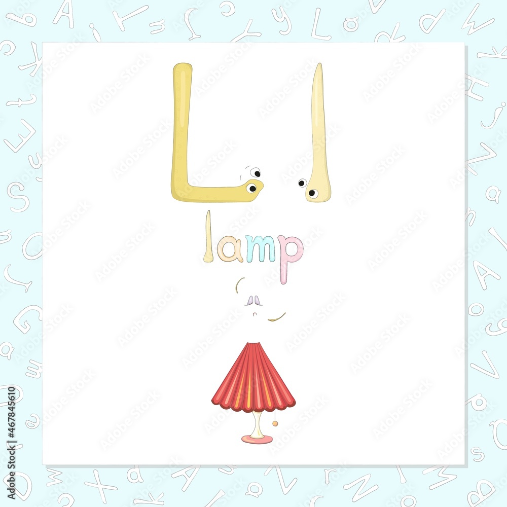 The capital and lowercase letters Ll in the form of cute characters ...