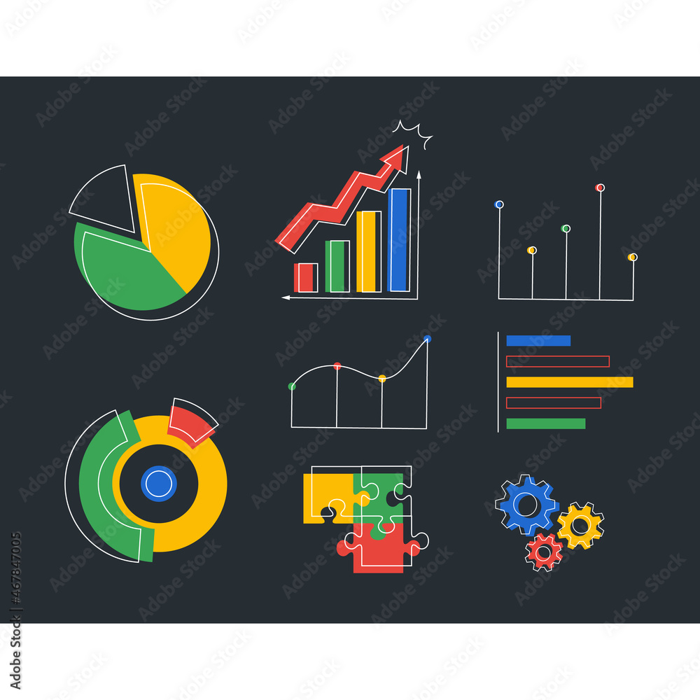 Colorful charts and graphs of financial instruments data. Chart and ... Colorful charts and graphs of financial instruments data. Chart and ...