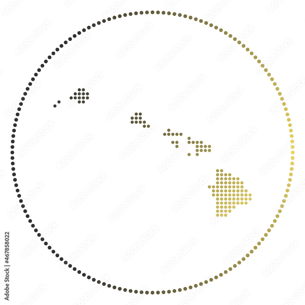 Hawaii digital badge. Dotted style map of Hawaii in circle. Tech icon ... Hawaii digital badge. Dotted style map of Hawaii in circle. Tech icon ...