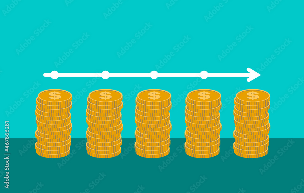 stack of coins with equal graphs constant financial concept gold coin ...
