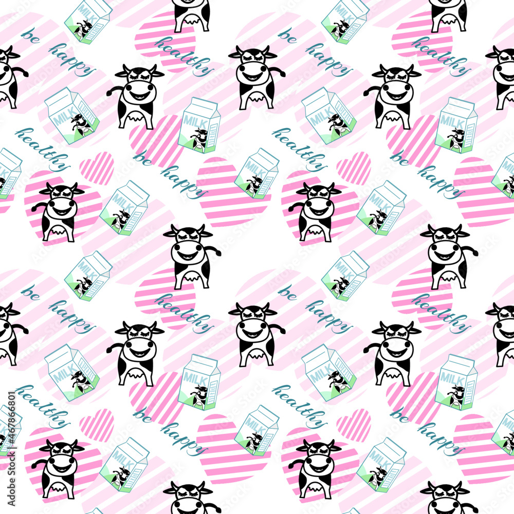 Cute cows seamless pattern vector, design for world milk day, kids ...