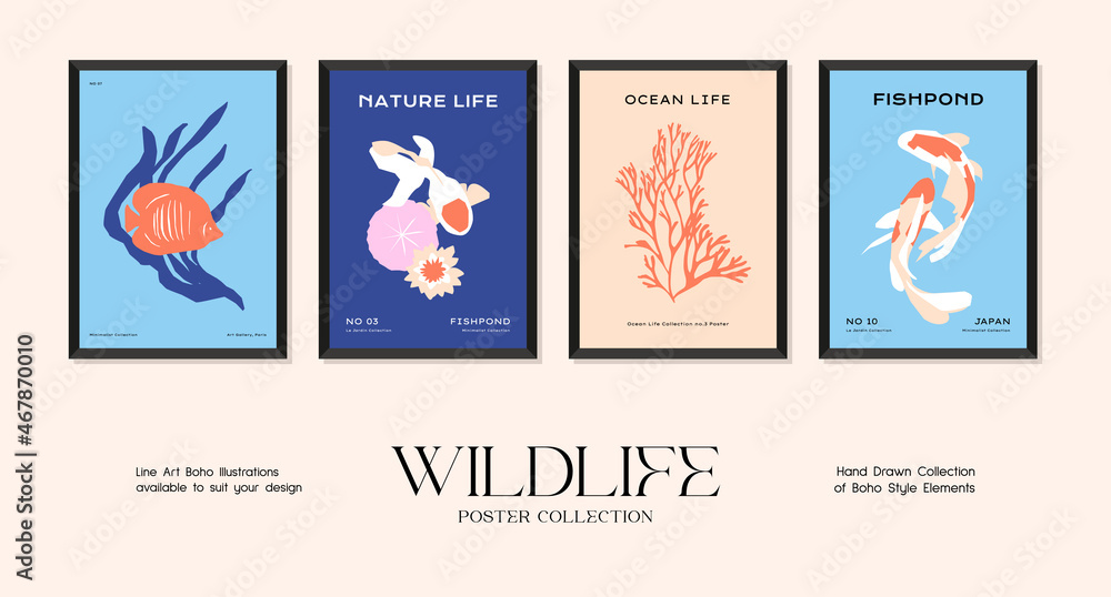 Wildlife minimalistic print poster collection Stock Vector | Adobe Stock