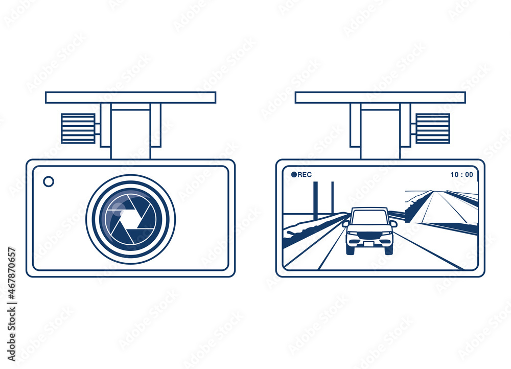 Illustration of drive recorder Illustration of front video camera and ...