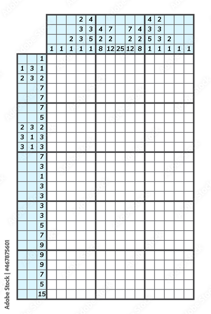 Japanese crossword puzzle. Kids and adult mathematical mosaic. Nonogram ...