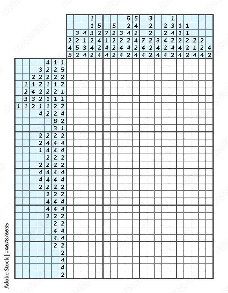 Japanese crossword puzzle. Kids and adult mathematical mosaic. Nonogram ...