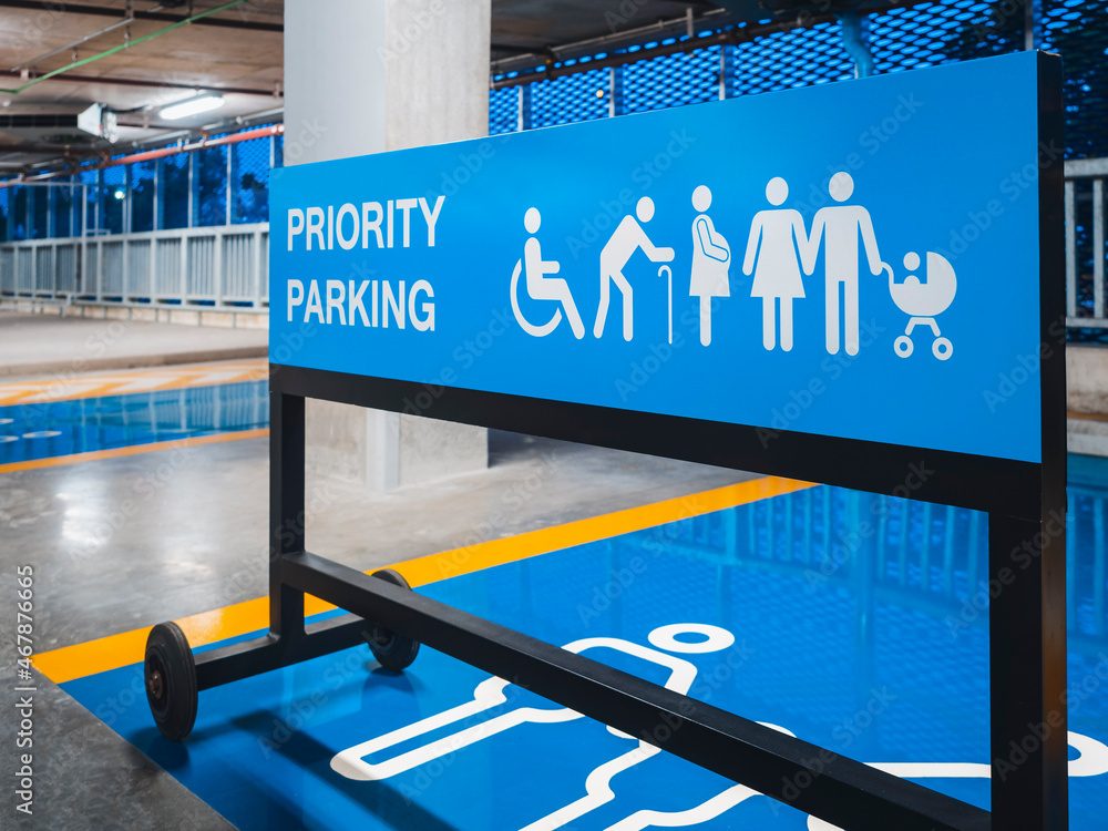 Priority Signage Parking Sign stand in Public building Universal design ...