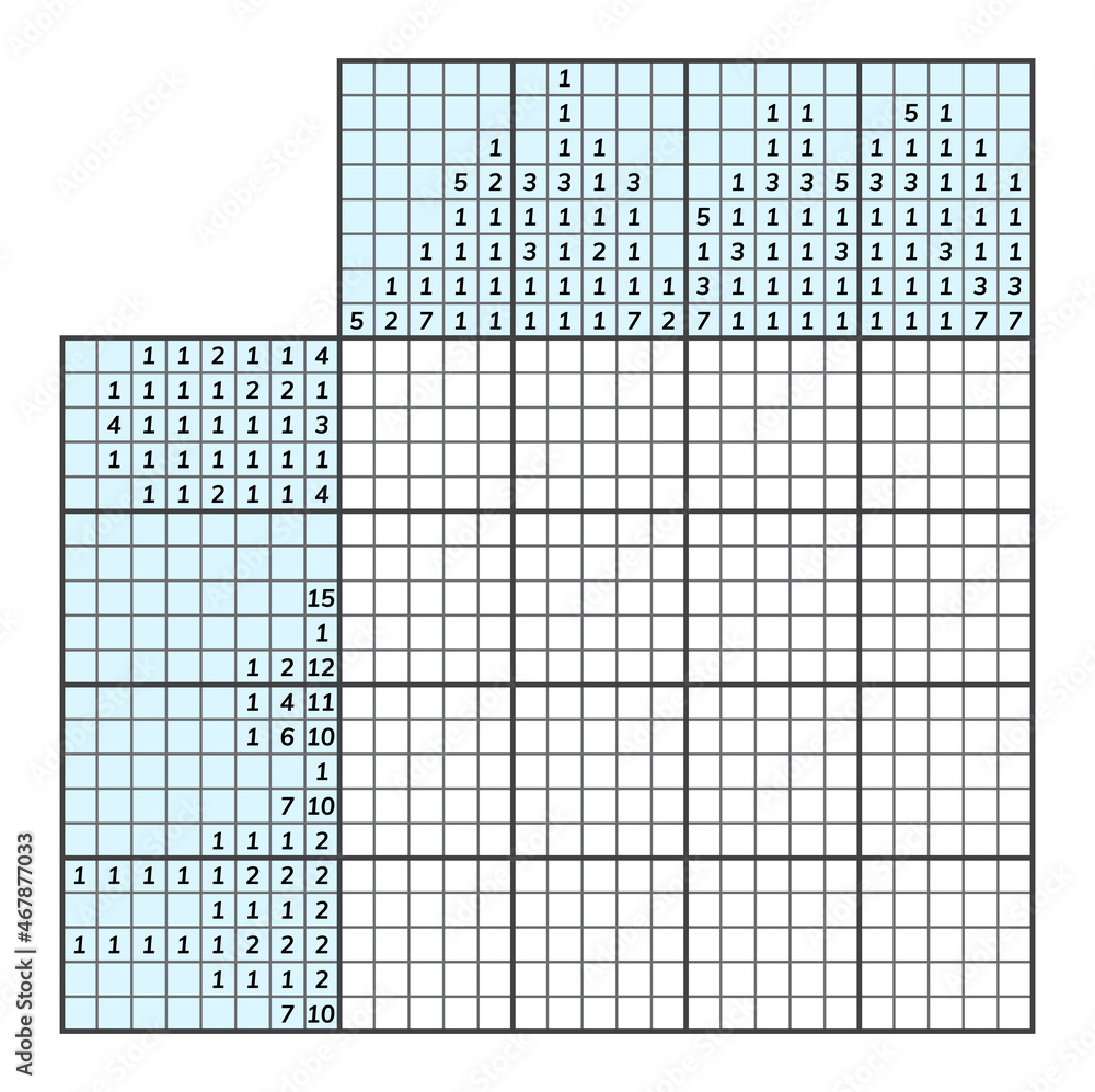 Japanese crossword puzzle. Kids and adult mathematical mosaic. Nonogram ...