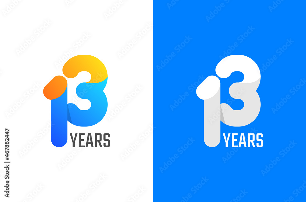13 years anniversary logo design. 3d number logo for celebration with ...
