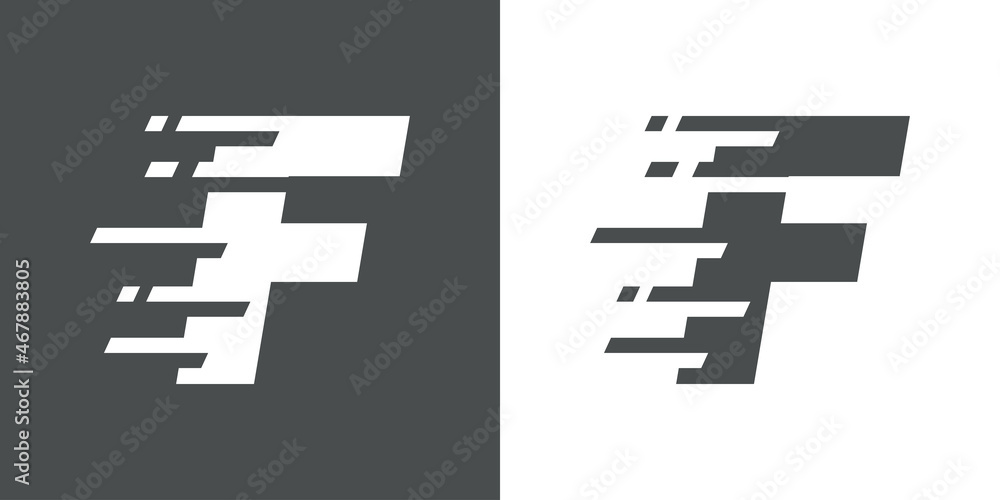 Símbolo rapidez. Logotipo con letra inicial F con líneas de velocidad ...