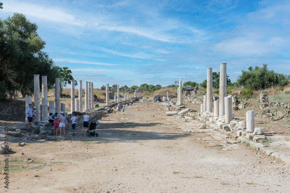 side tyche temple. The temple built by the Side people inside the Agora ...