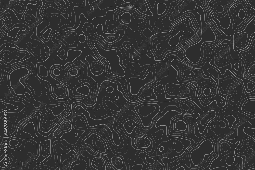 Stylized topographic contour map. Geographic line mountain relief ...