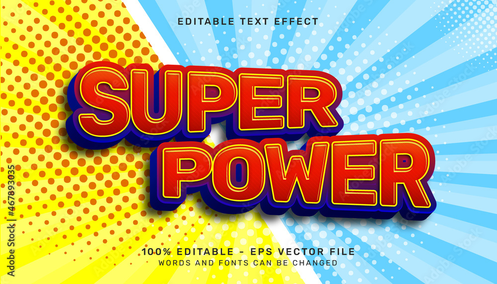 red and blue color super power 3d text effect editable text effect ...