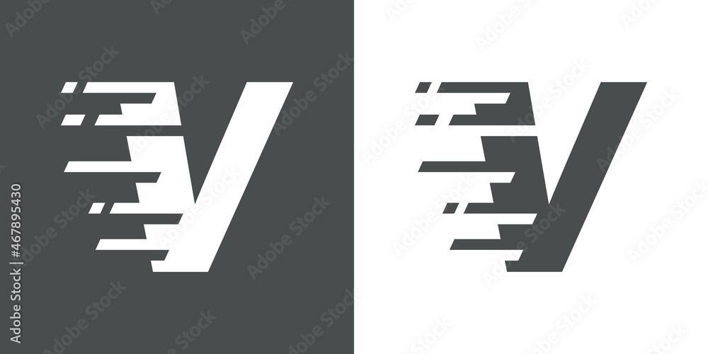 Símbolo rapidez. Logotipo con letra inicial V con líneas de velocidad ...