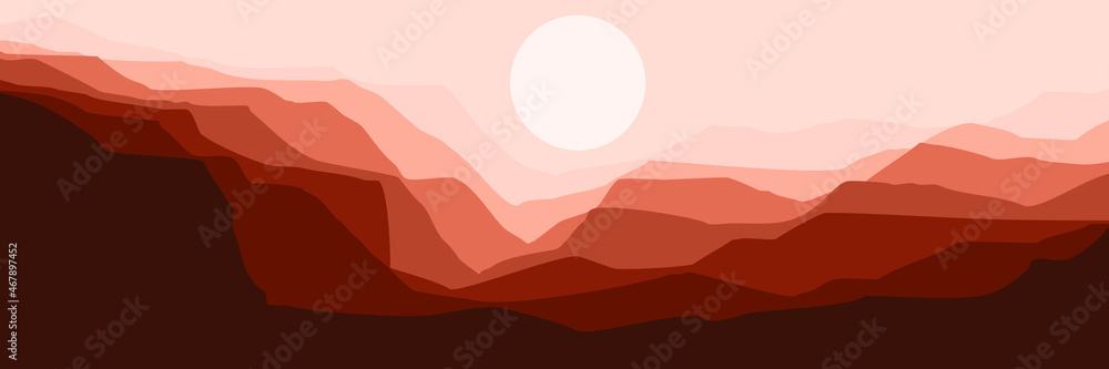 moonrise ar mountain cliff landscape vector illustration design for ...