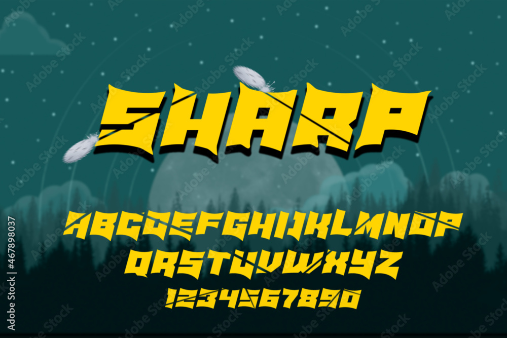 3d sharp Modern horror Alphabet Font. Typography urban style fonts for ...