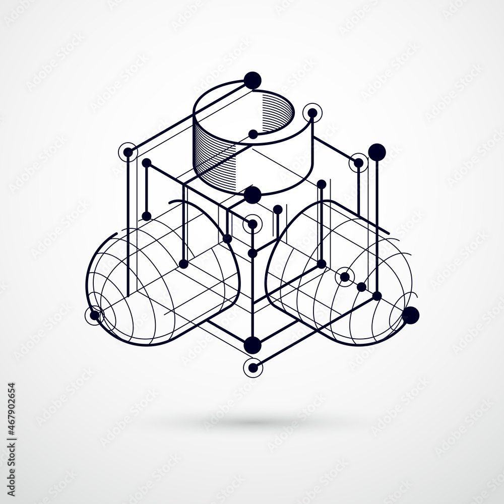 Engineering technological black and white vector 3D wallpaper made with ...