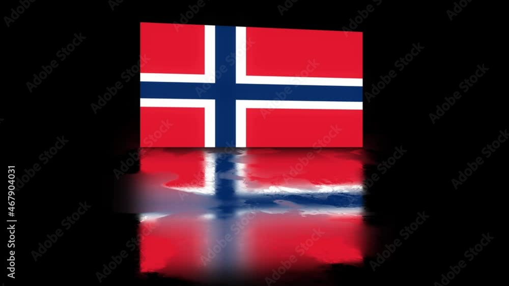 Norway Flag revealed with realistic reflection on stylish black ...