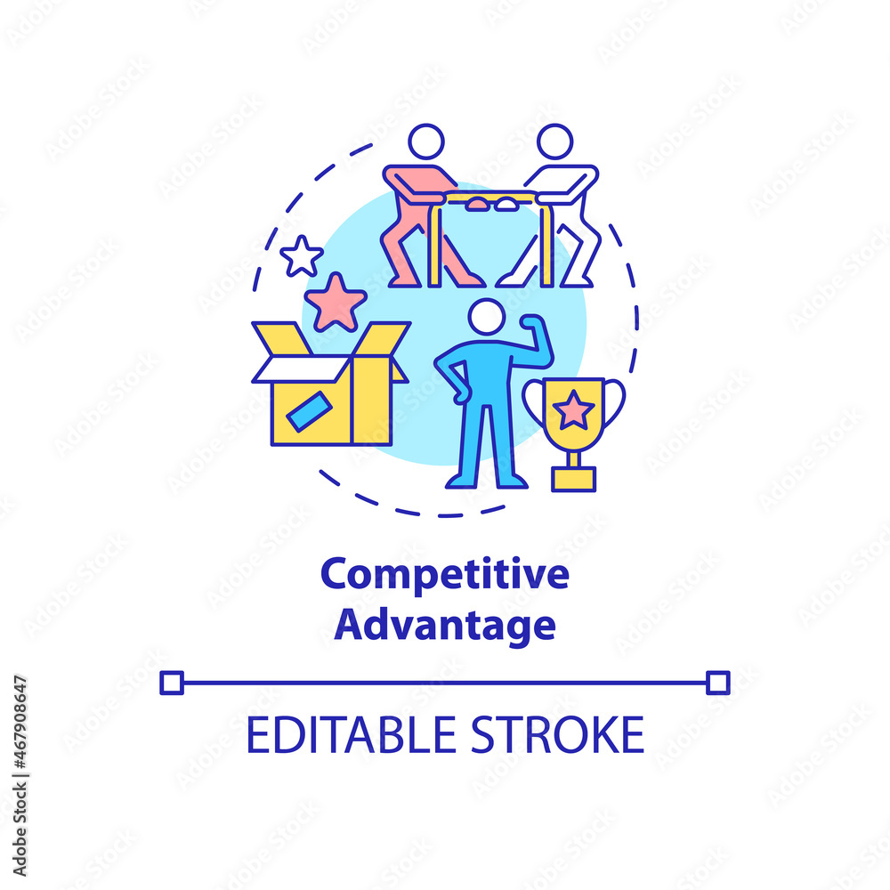 Competitive advantage concept icon. Leadership in production. Leading ...