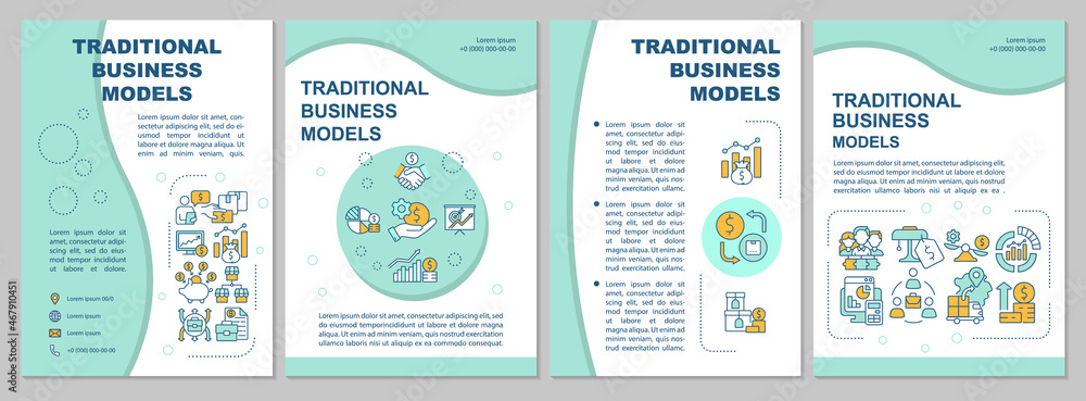 Traditional business model mint brochure template. Retail and commerce ...
