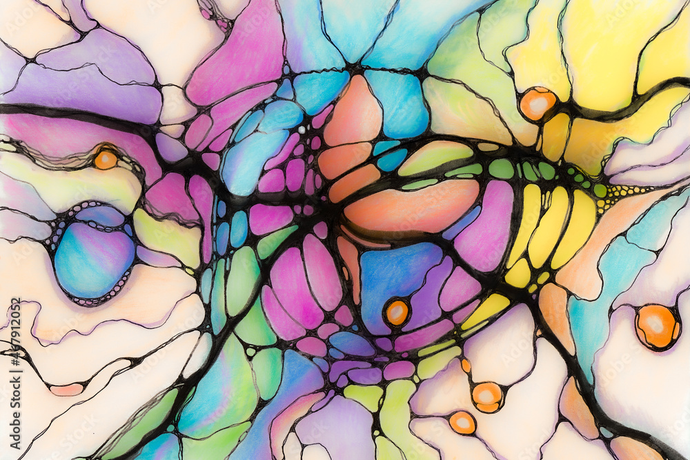 Neuro art graphic abstract colorful pencil drawing Stock Illustration ...