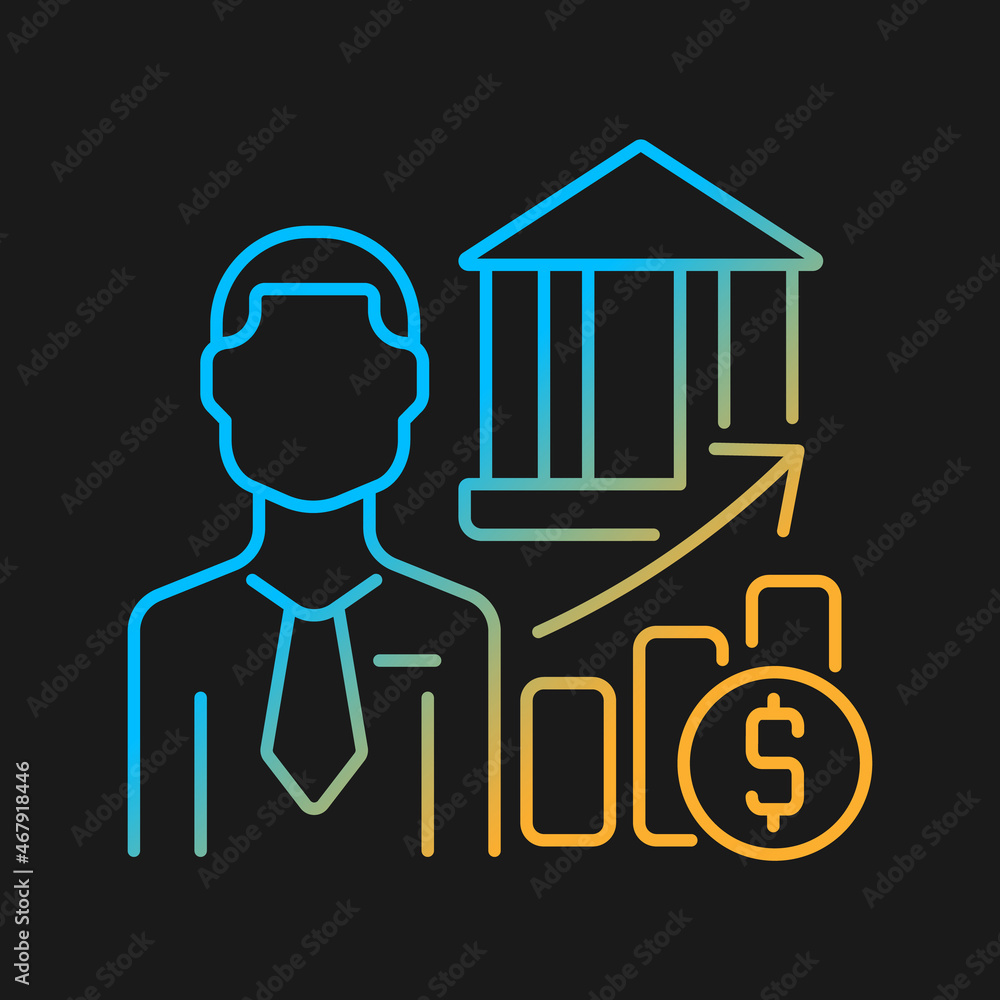 Investment banker gradient vector icon for dark theme. Asset market and ...