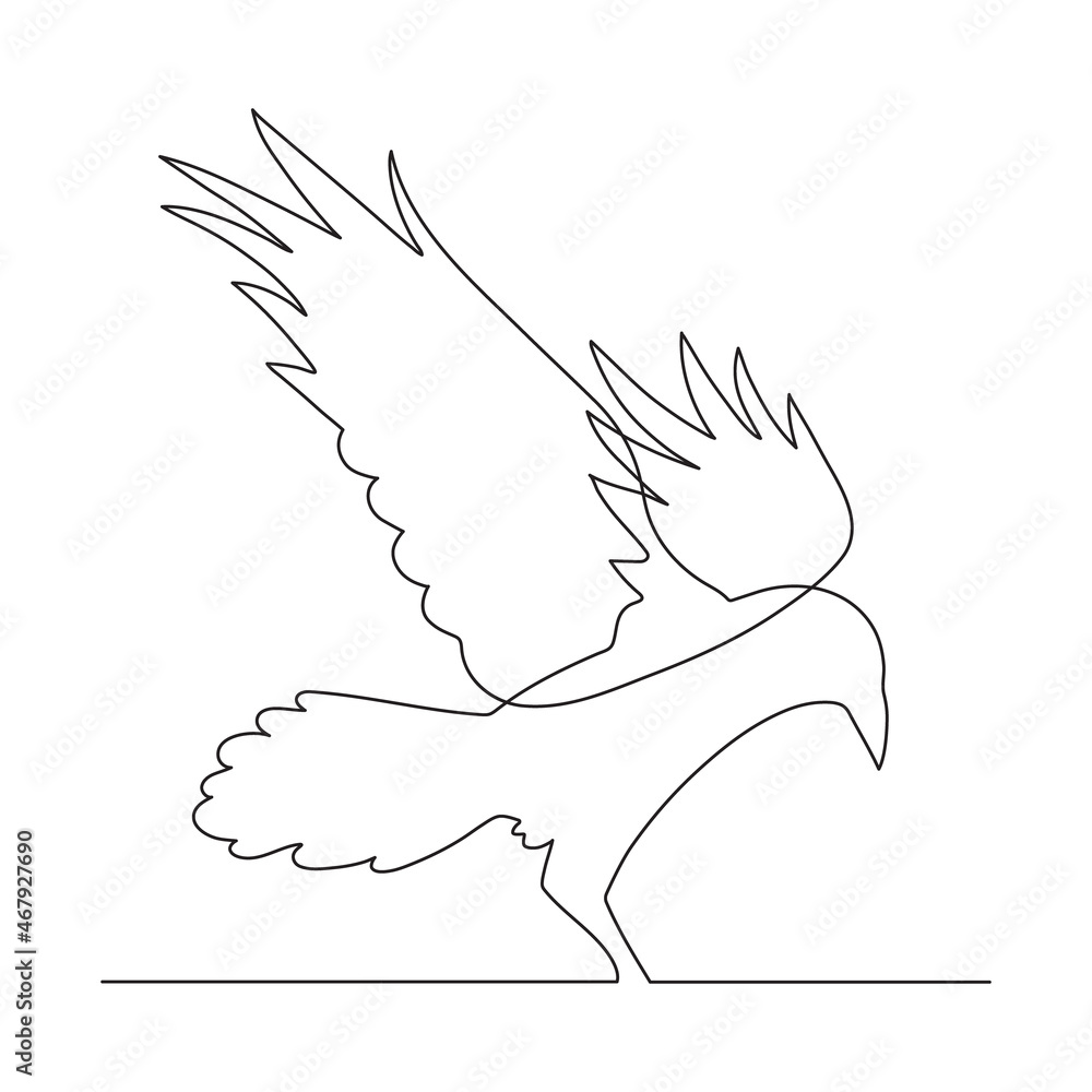 Raven one-line art, crow hand drawn continuous contour. Doodle, sketch ...