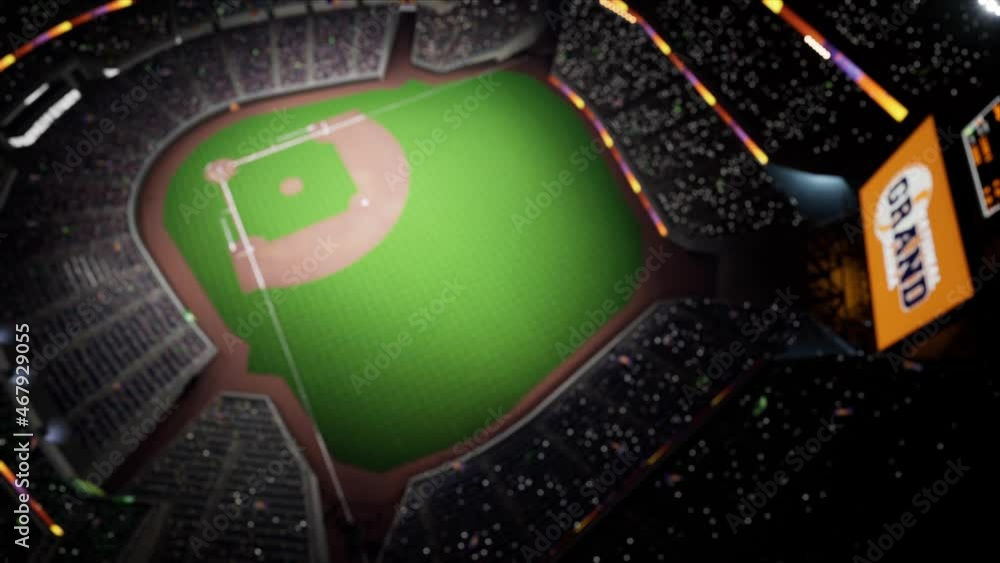 empty stadium arena with animated fans crowd in the night lights ...