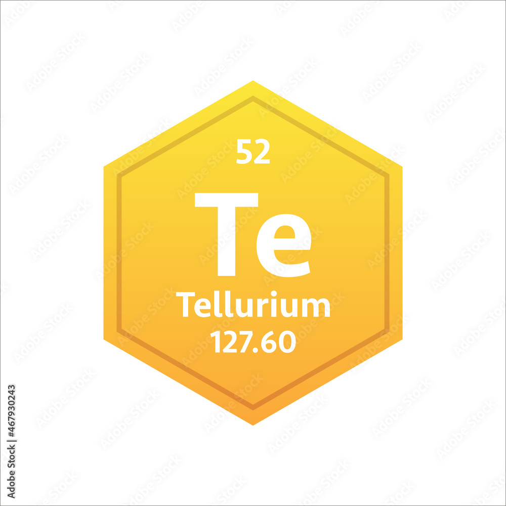 Tellurium symbol. Chemical element of the periodic table. Vector stock ...