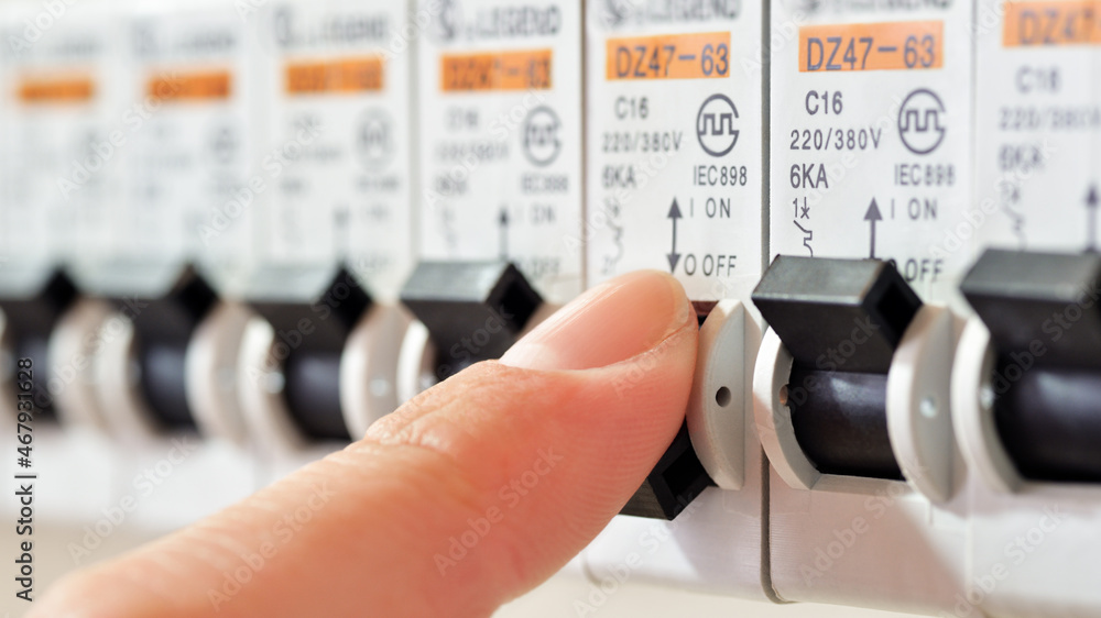 Fuse Box Circuit Breaker, Close Up Stock Photo | Adobe Stock