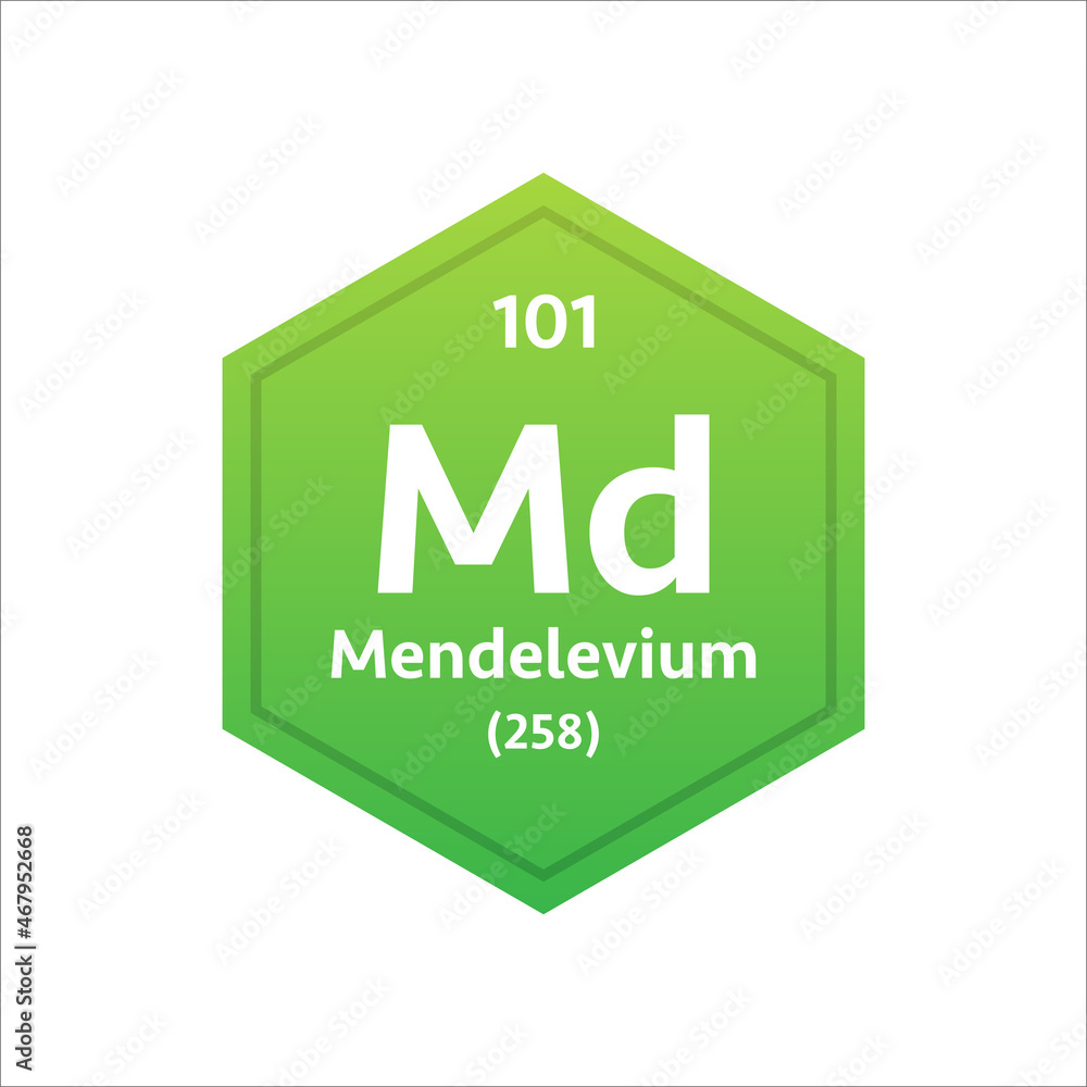 Mendelevium symbol. Chemical element of the periodic table. Vector ...