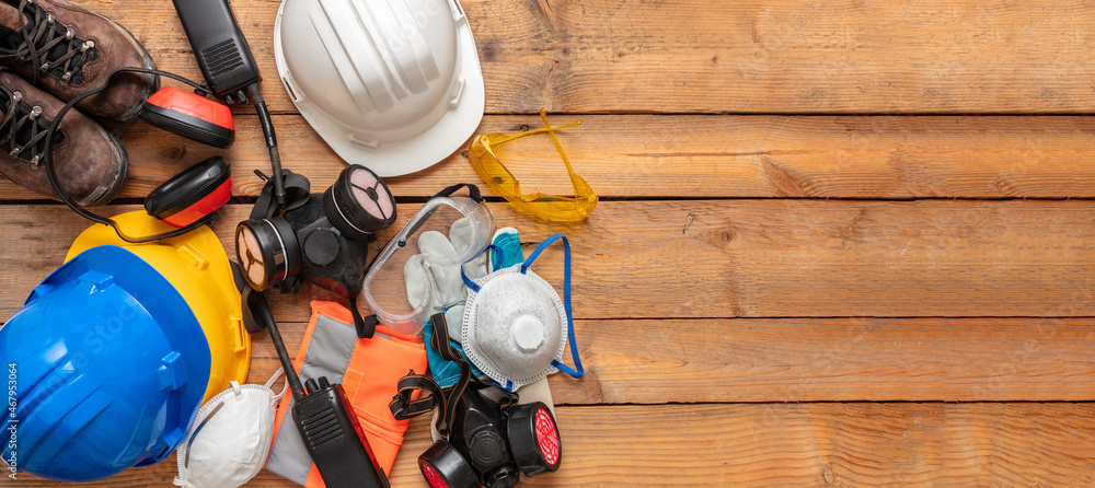 Labor personal protective gear for industry and construction site. Work ...