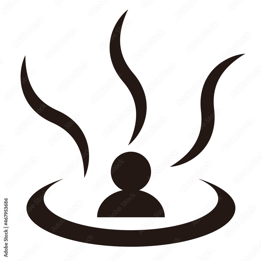 温泉のアイコン。露天風呂に浸かっている人のイラスト。 Stock-Vektorgrafik | Adobe Stock