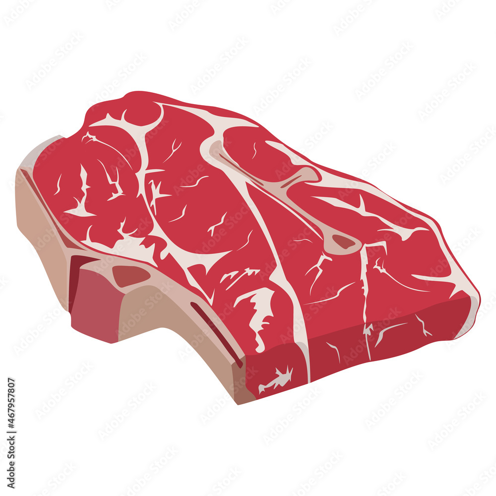 7-Bone Steak, isometric view. 3D rendering. Vector illustration. Stock ...