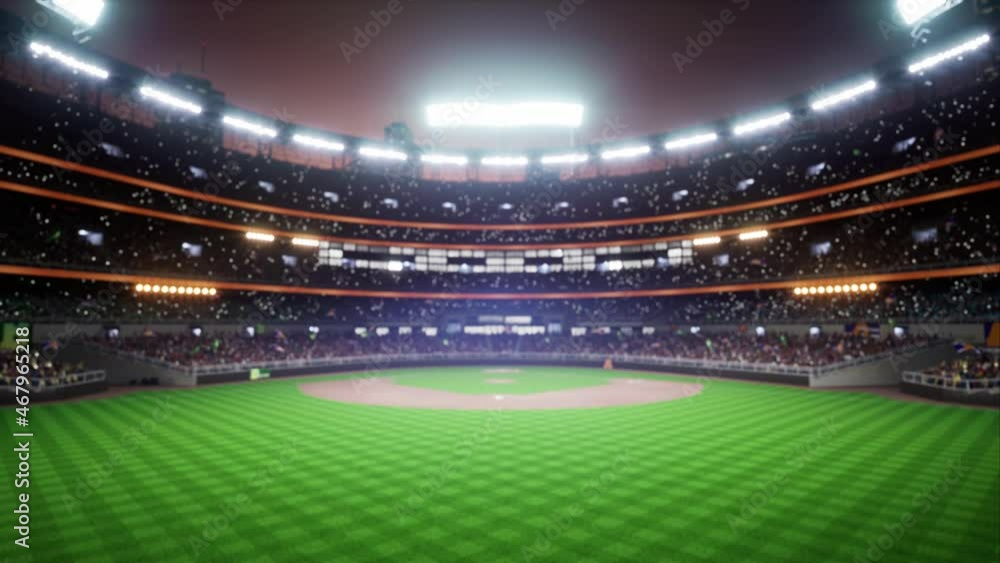 empty stadium arena with animated fans crowd in the night lights ...