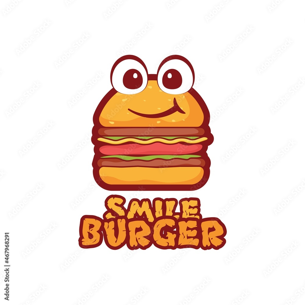Cute Burger Logo Design. For restaurant, cafe, or fast food logo. With ...