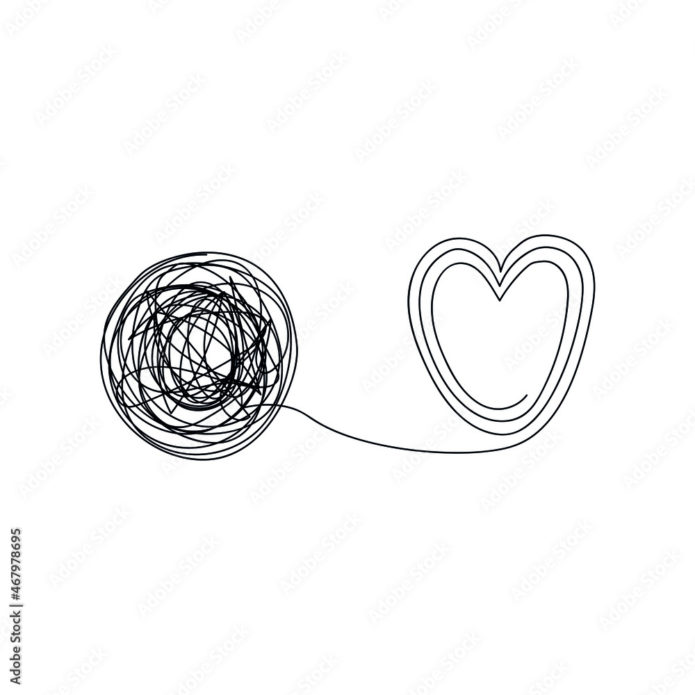 Psychology therapy help concept. Untangled tangle. Unraveling problems ...