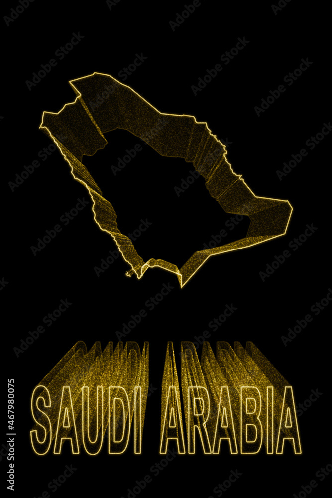 Map of Saudi Arabia, Gold Map On Black Background Stock Illustration ...