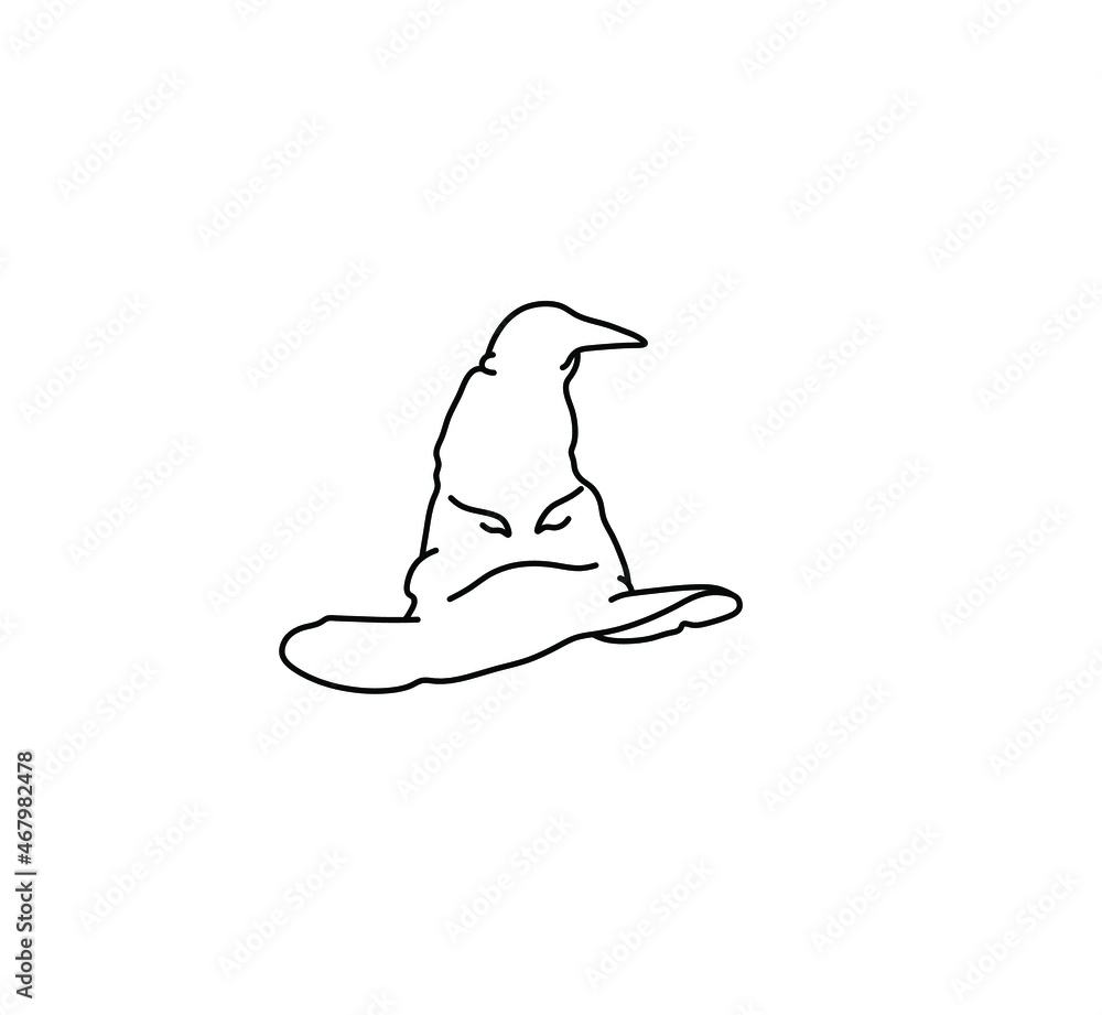Vector isolated Talking Magic Hat contour line drawing. Colorless black ...