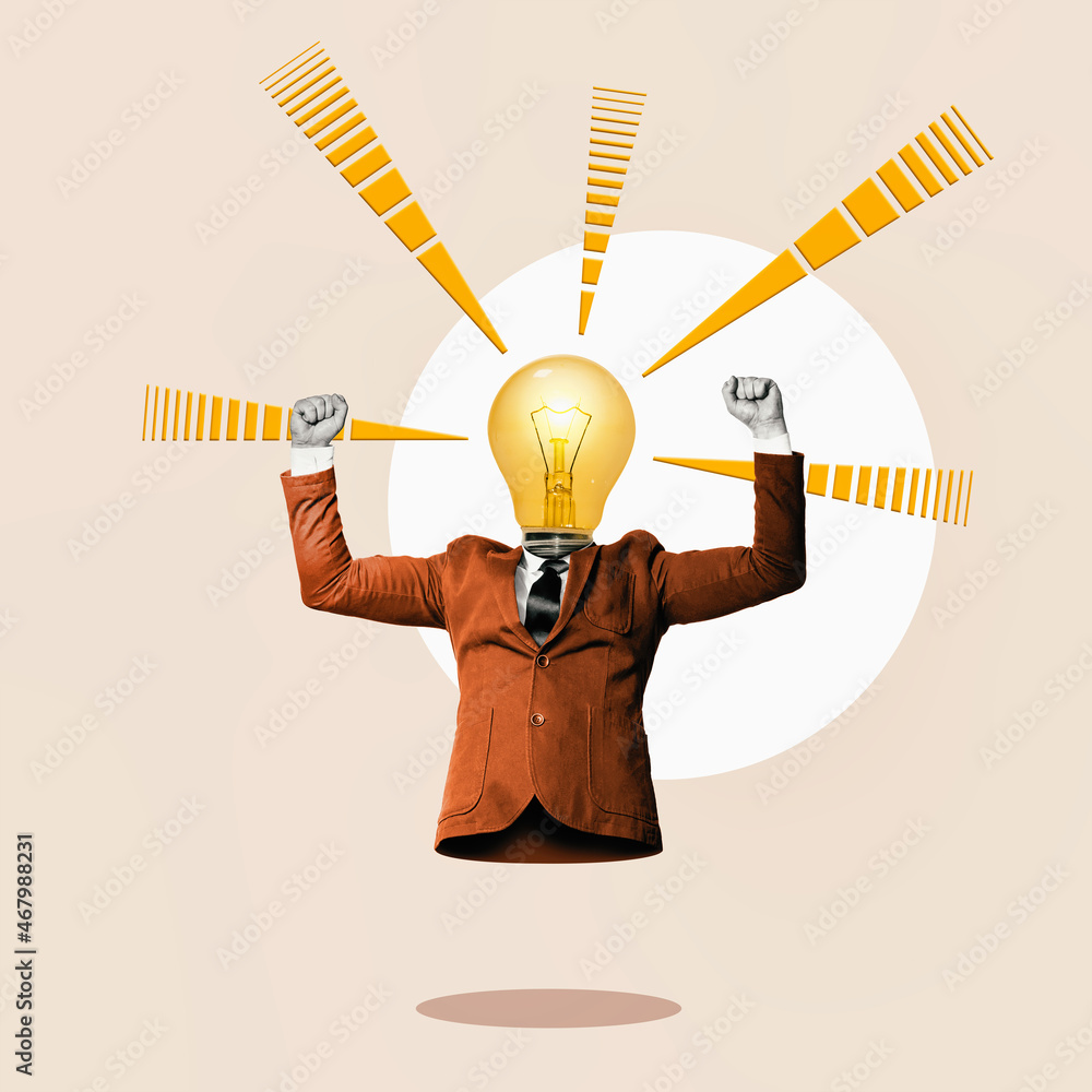 Eureka! New ideas in business. Business concept. Art collage. Stock ...