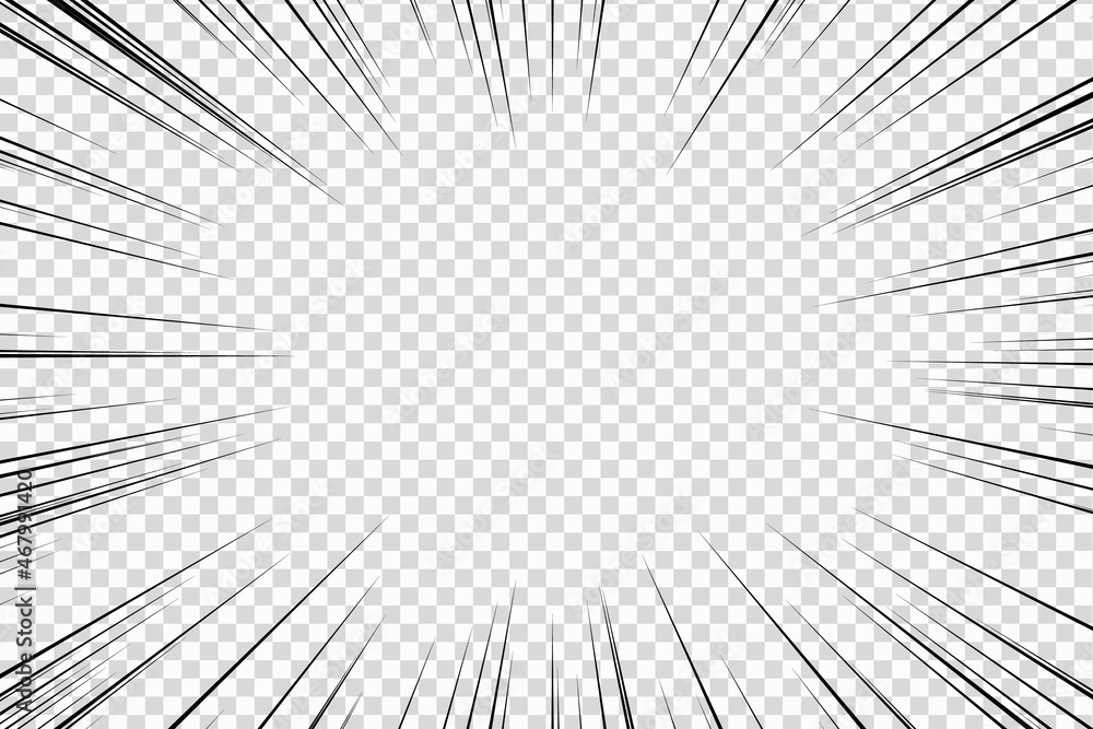 Speed lines as manga comic effect on transparent background. Cartoon ...