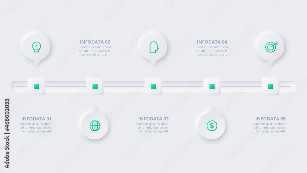 Neumorphic flow chart infographic. Creative concept for infographic ...