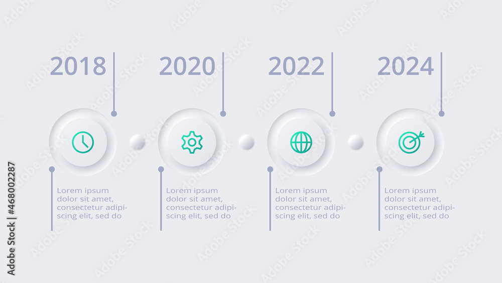 Neumorphic flow chart infographic. Creative concept for infographic ...