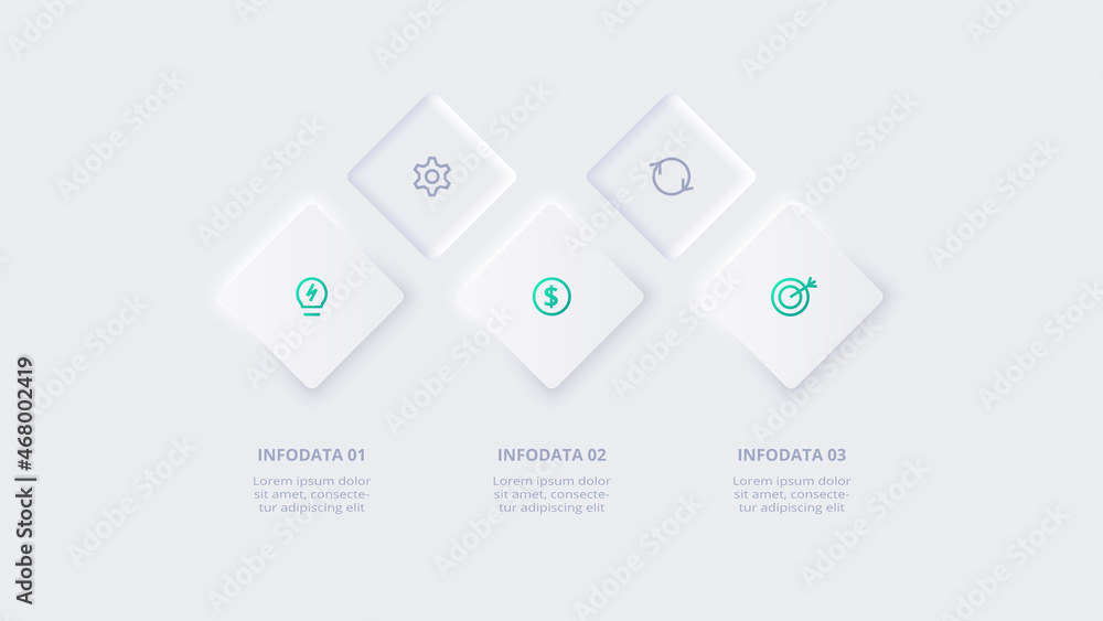 Neumorphic flow chart infographic. Creative concept for infographic ...