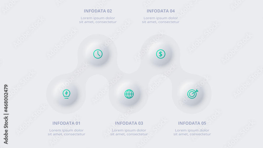 Neumorphic flow chart infographic. Creative concept for infographic ...