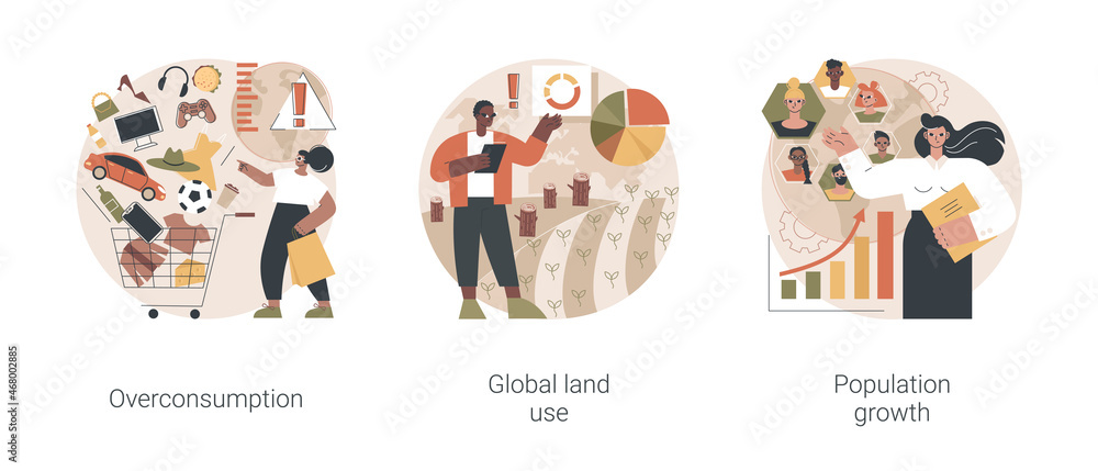 Global environmental data abstract concept vector illustration set ...