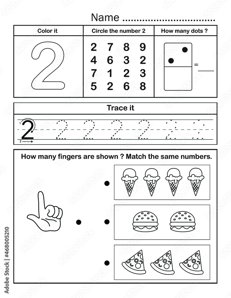 Black and white printable number worksheet handout for kindergarten ...