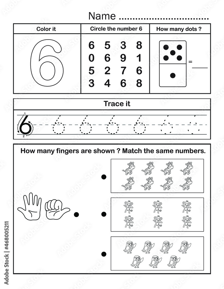 Black and white printable number worksheet handout for kindergarten ...