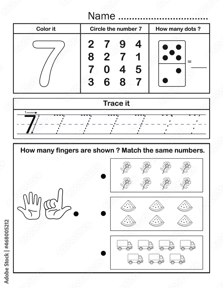 Black and white printable number worksheet handout for kindergarten ...