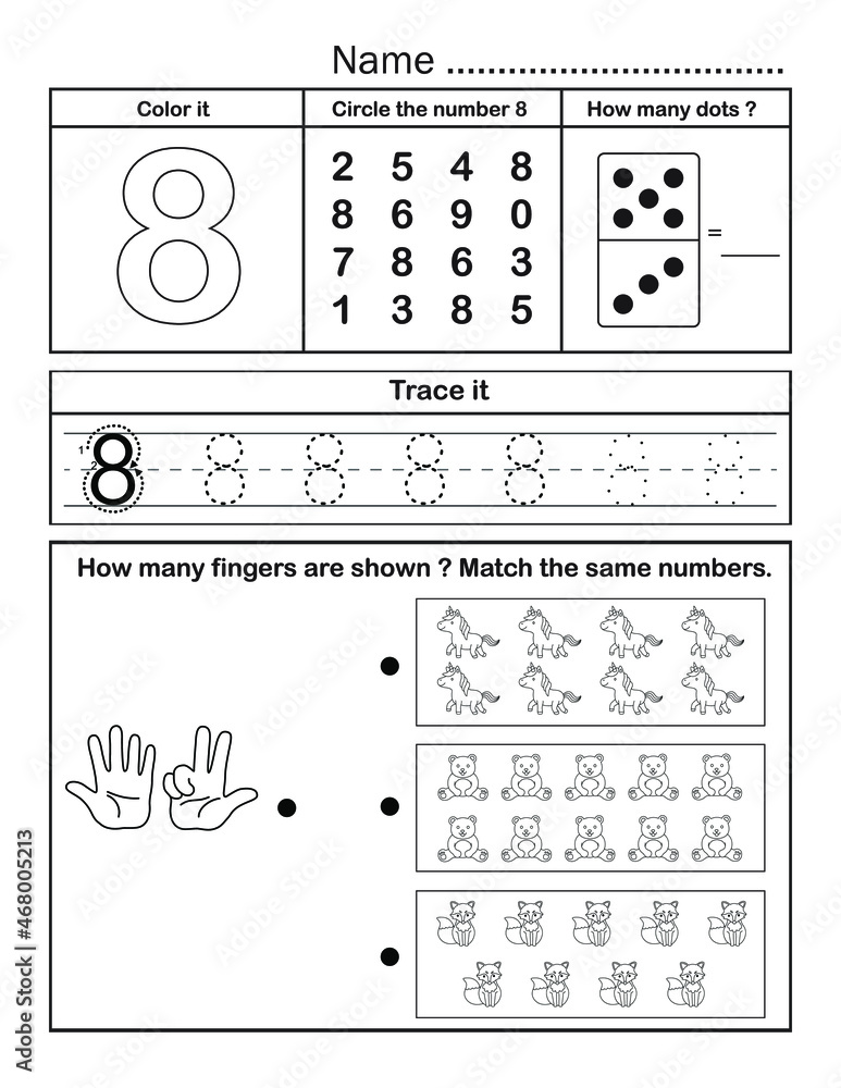 Vektorová grafika „Black and white printable number worksheet handout ...
